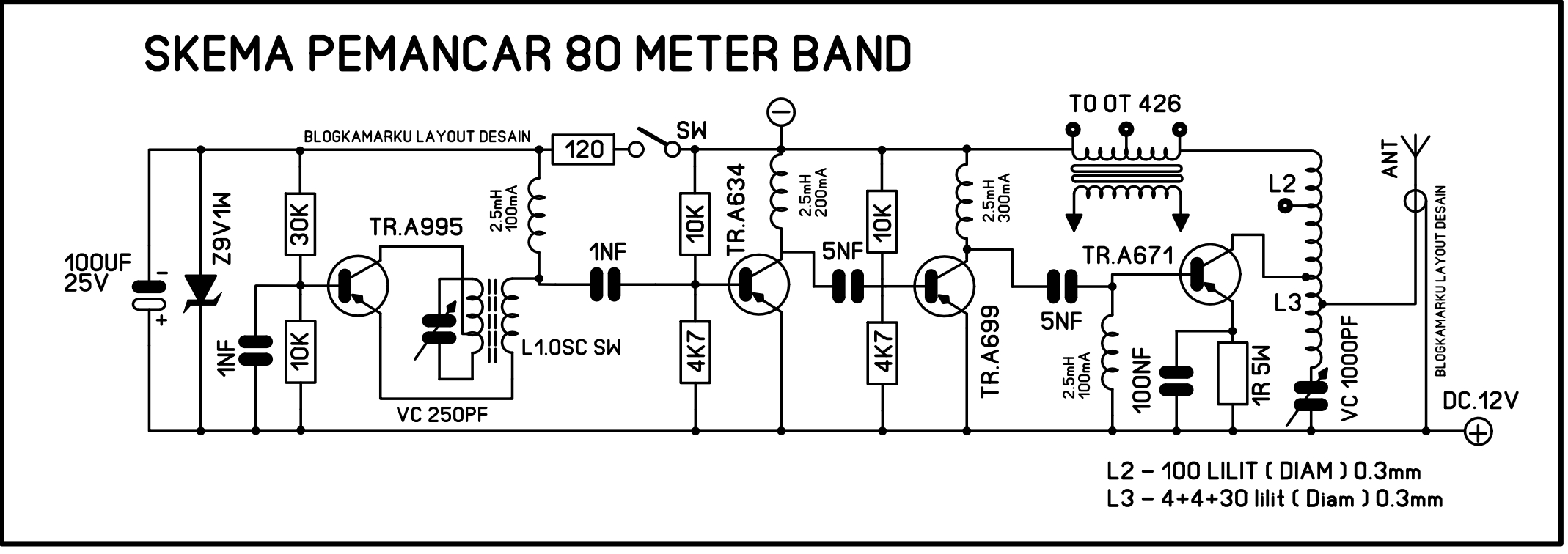 Skema Pemancar 80 Meter Band Standard RONICA – BLOGKAMARKU