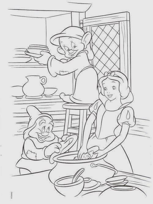 Cuentos infantiles: Blancanieves y los siete enanitos. Cuento para colorear. Secuencia temporal.