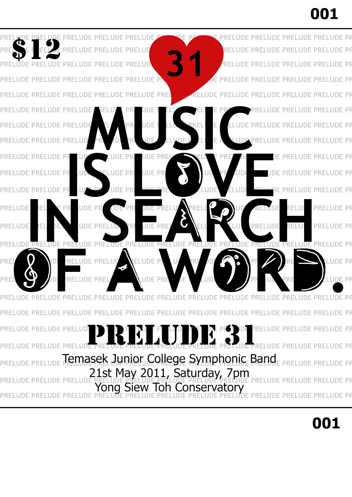 Picture that: Band concert ticket 6cm by 10cm design (2011)