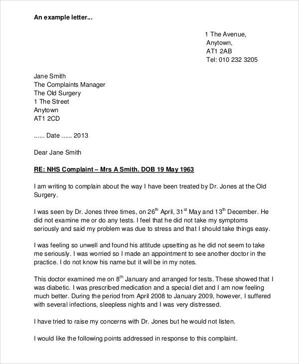 Medical Negligence Complaint Letter Template ~ Resume Letter