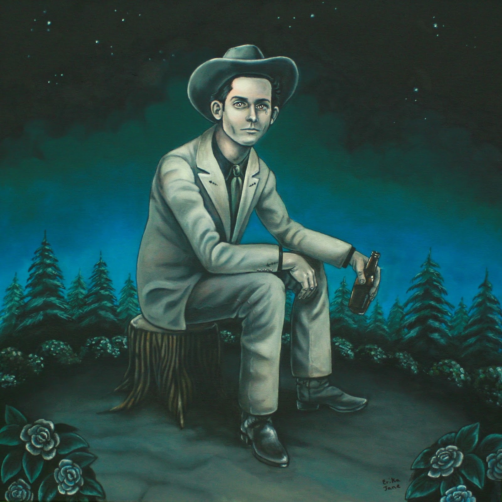 paintings and drawings by erika jane: my portrait of the Hank Williams!!