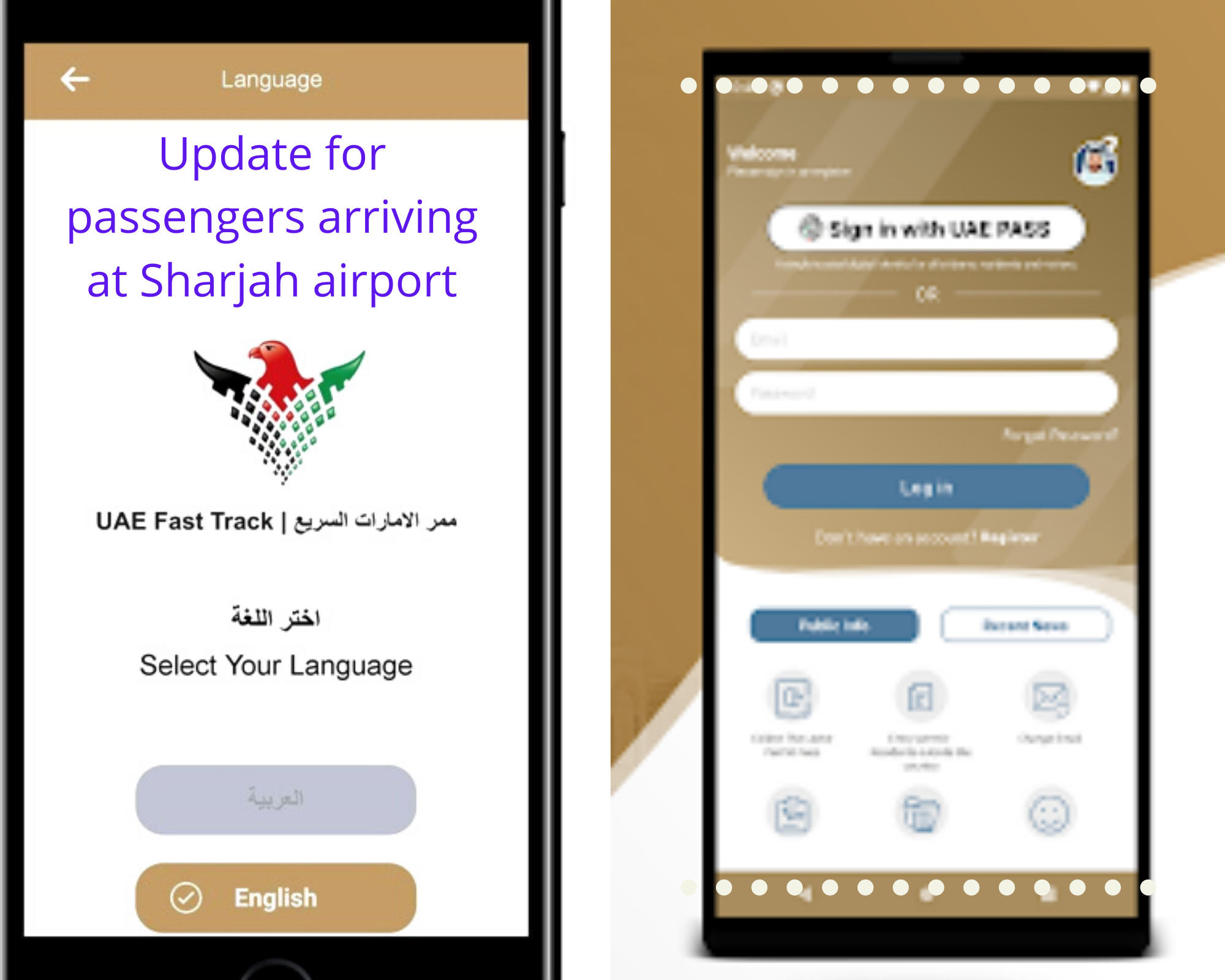 New protocol: Sharjah Airport download UAE Fast Track and ICA UAE app