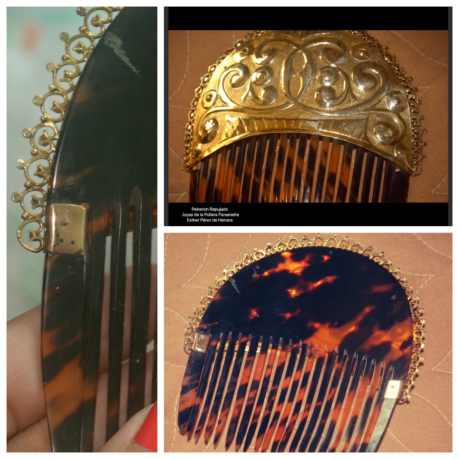 Joyas de la Pollera Panameña.: PEINETON REPUJADO