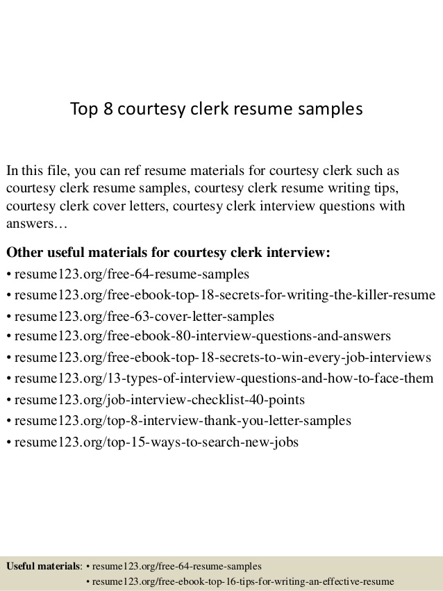 Courtesy Clerk Resume ~ Resume Letter