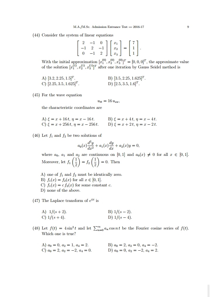 MSC MATH PAST ENTRY TEST PAPERS, GCU LAHORE - GC University Admission ...