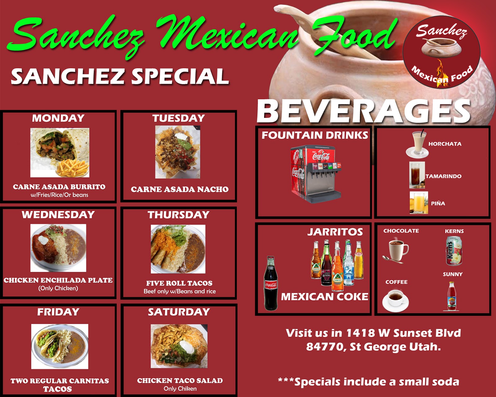 Menu ~ Sanchez Mexican Food