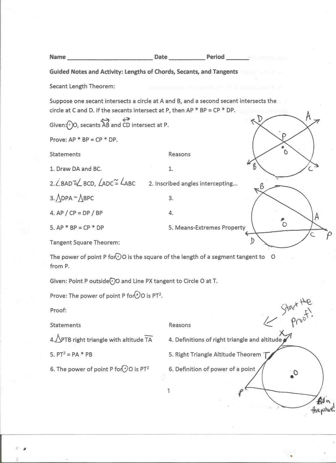 Geometry, Common Core Style: Lesson 15-7: Lengths of Chords, Secants ...