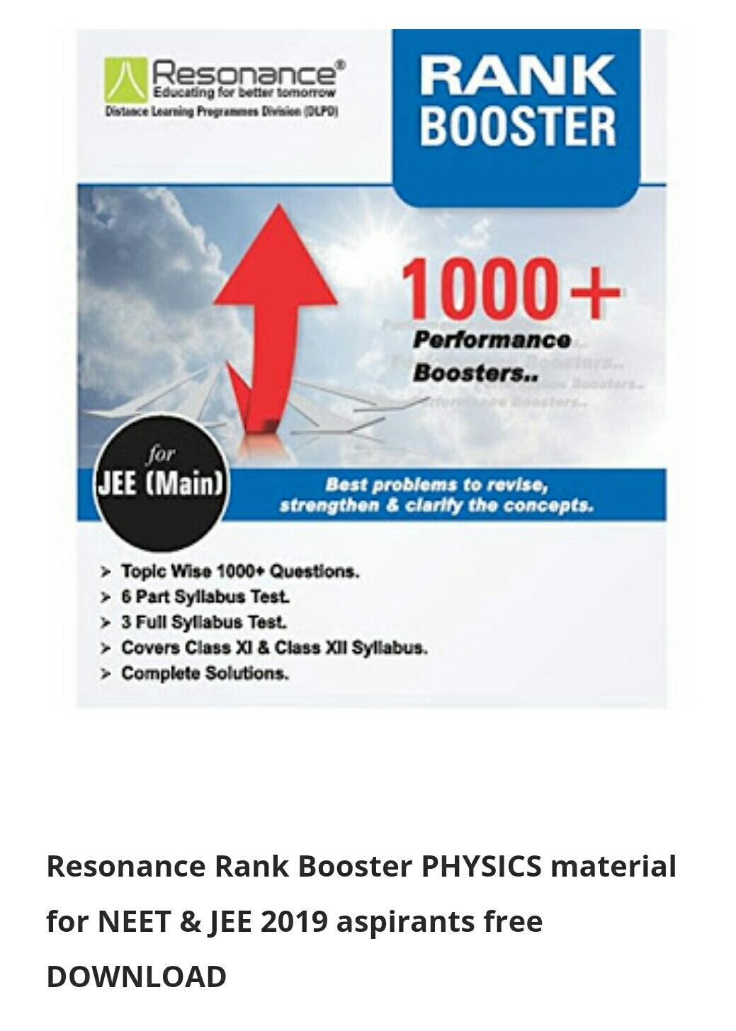 RESONANCE RANK BOOSTER FOR CHEMISTRY RESONANCE RANK BOOSTER FOR CHEMISTRY