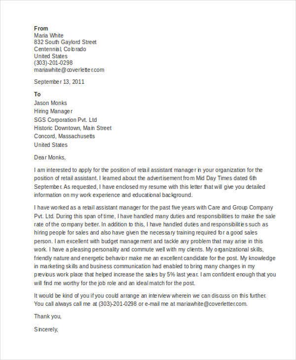 Cover Letter For Retail Assistant Resume Letter cover-letter-for-retail-assistant-resume-letter