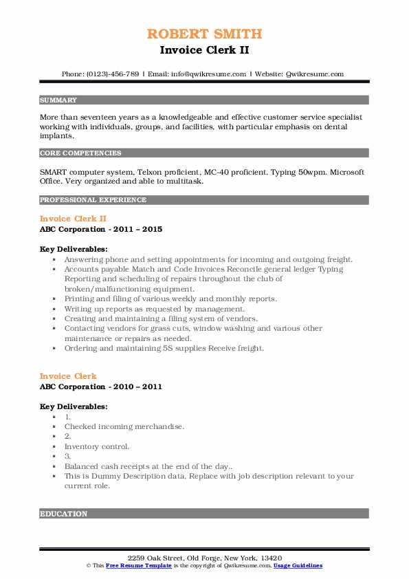 Invoicing Resume - Invoice Template
