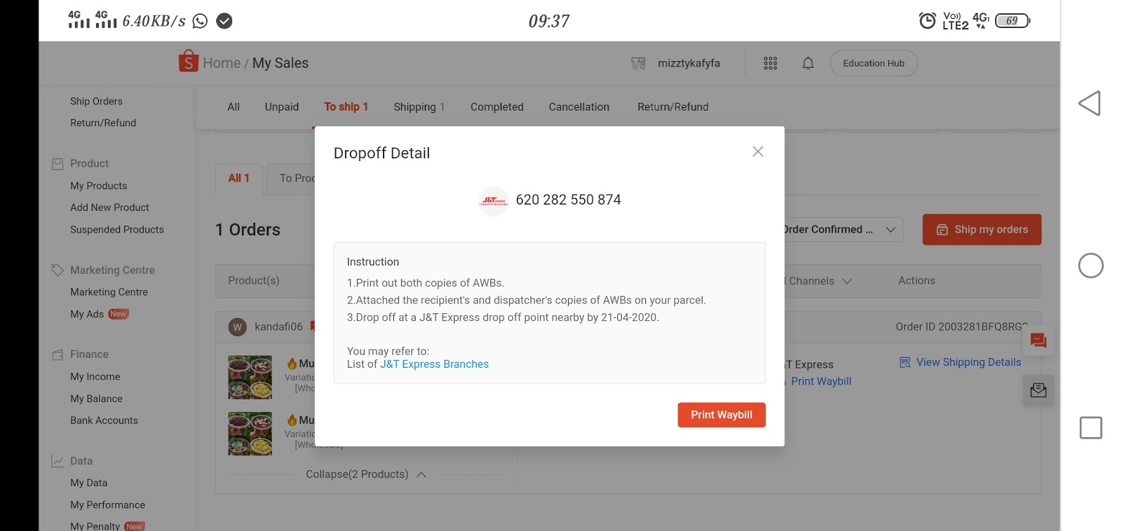 Coretan Kenangan 😘: Consignment Note Shopee - J&T