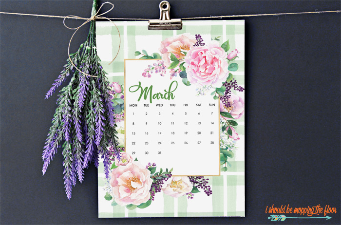 Free March Calendar Printable | i should be mopping the floor