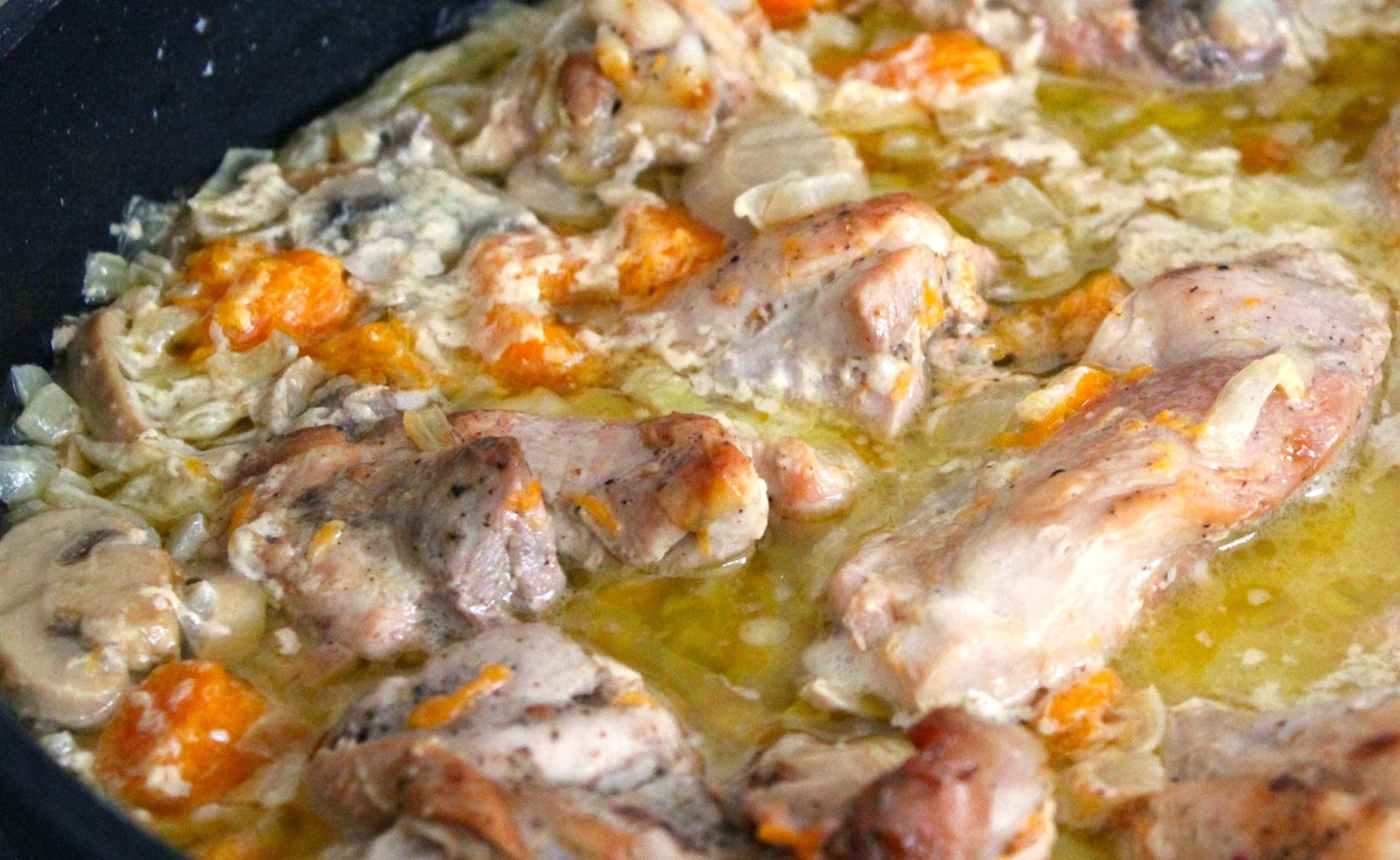 Cocinar es vivir y Bordar también: Pollo con calabaza y champiñones ...