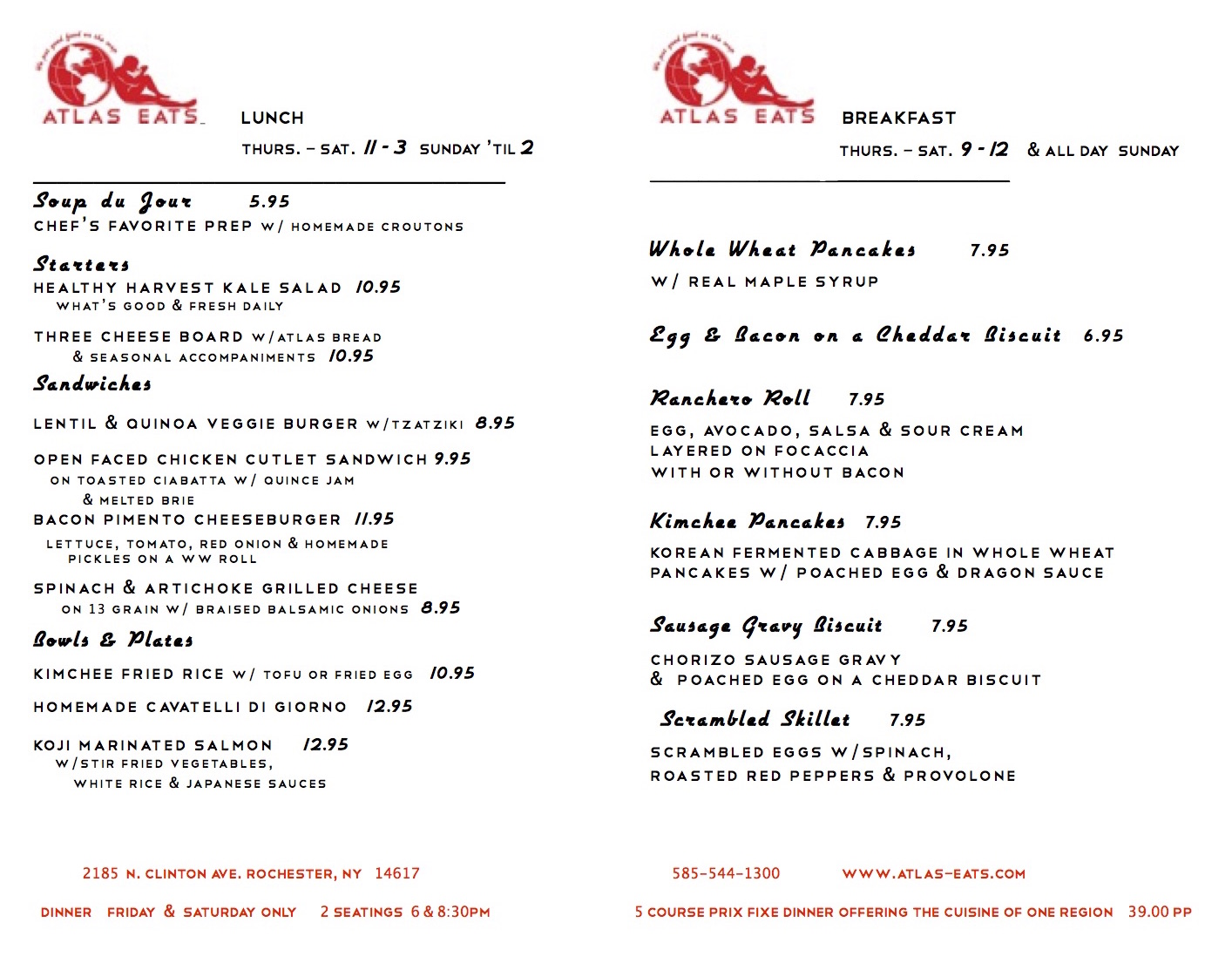 Atlas Eats - Kitchen & Bake Shop : Kitchen Menu