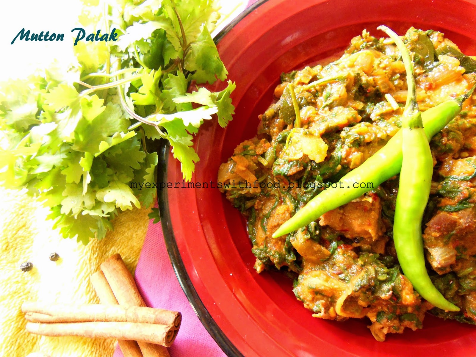 My Experiments With Food: Mutton Palak/ Palak Gosht