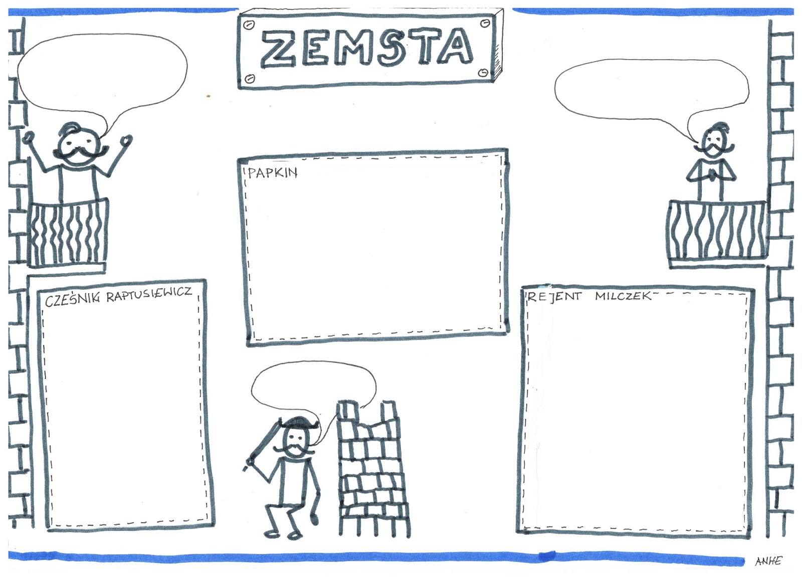 Refleksje dyplomowanej: Karty pracy - "Zemsta"