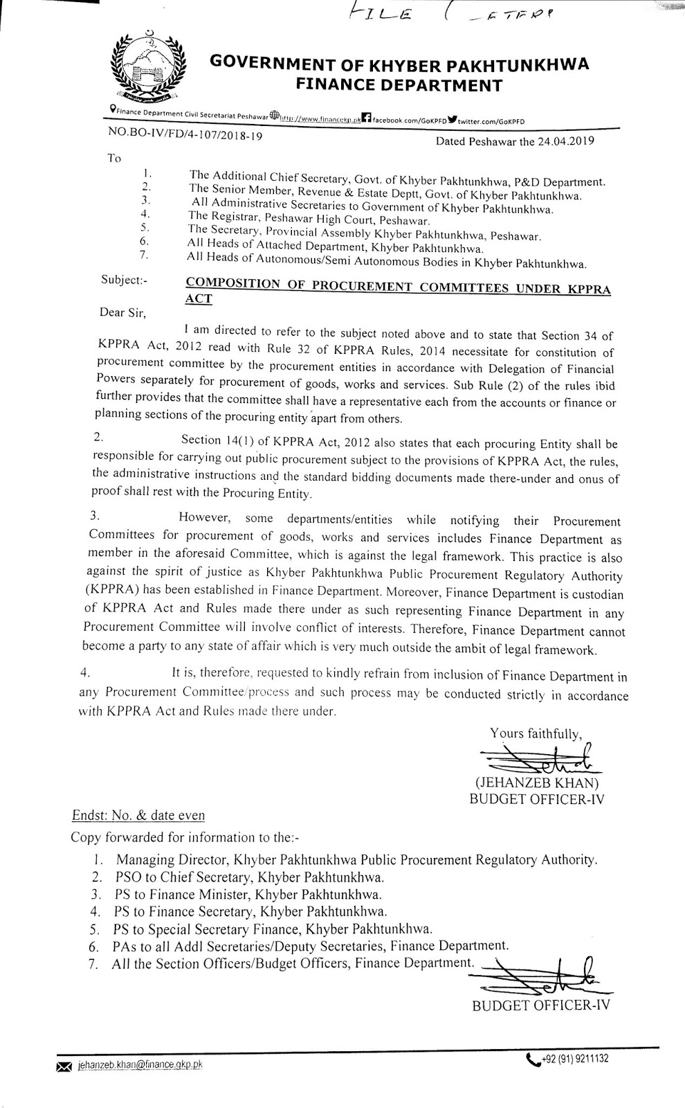 IMTIAZ KHAN: Composition of Procurement committees under KPPRA Act ...