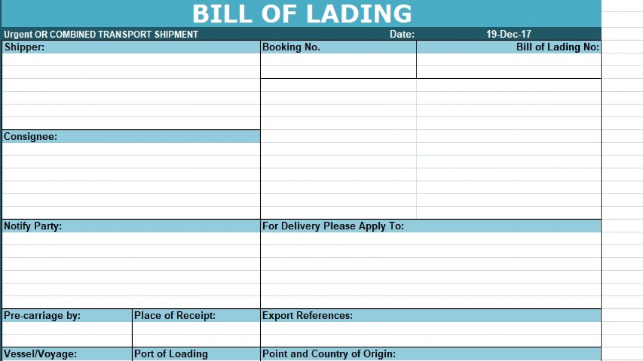 Bol Template Excel - Invoice Template
