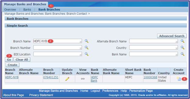 Oracle Applications: Oracle R12 Bank, Branch, Bank Account and Payment ...