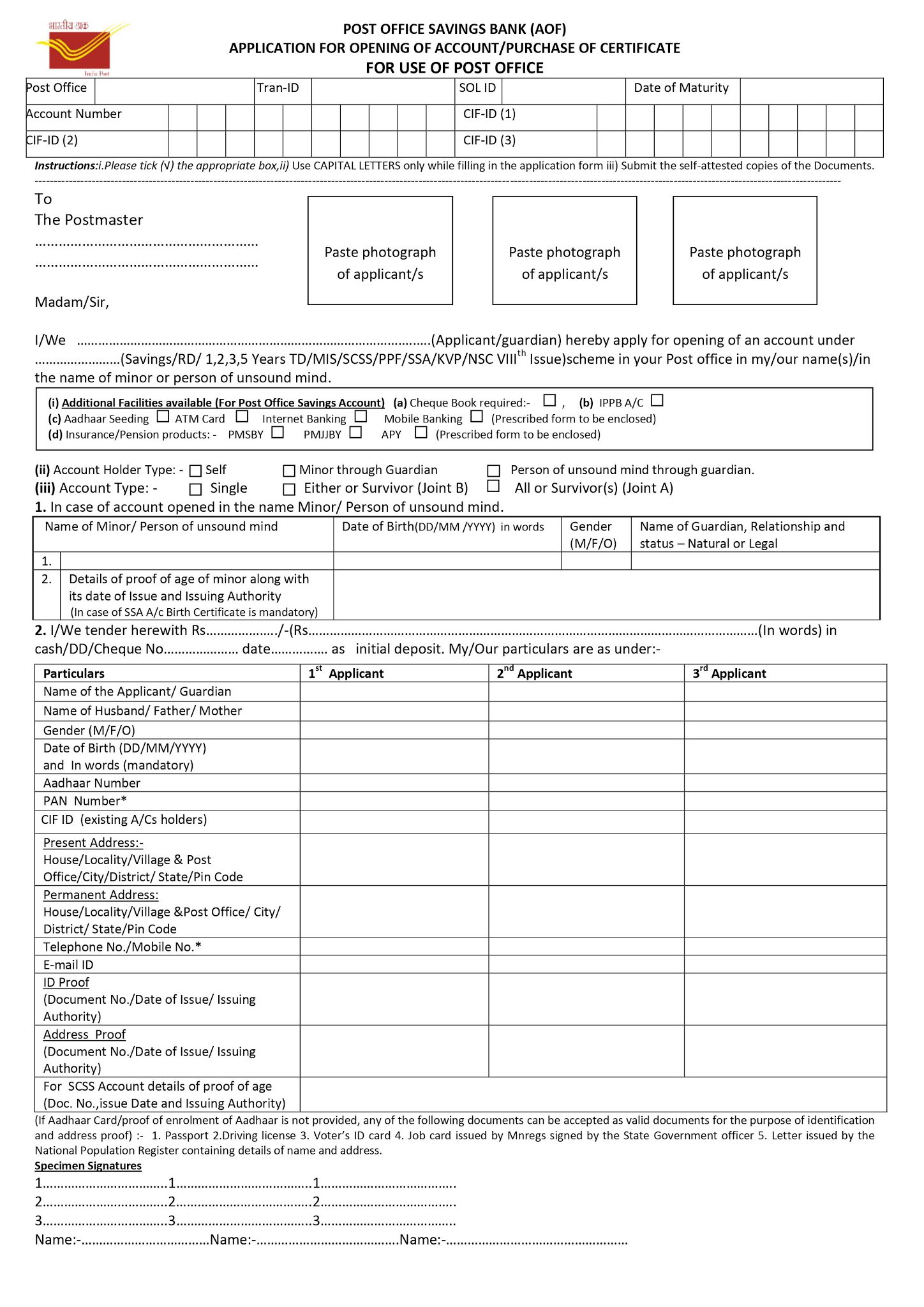 Aadhaar Seeding provision in National Savings Schemes | SB Order 17/ ...