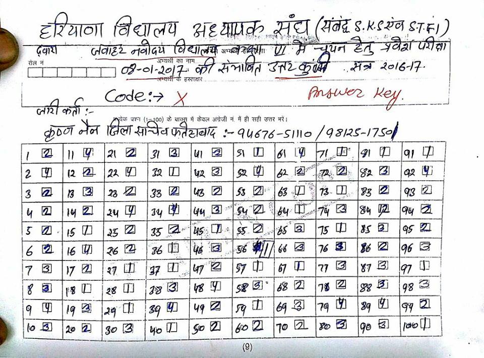 JNV 6th Class Answer Key 08 01 2017 Teacher Haryana Education News jnv-6th-class-answer-key-08-01-2017-teacher-haryana-education-news
