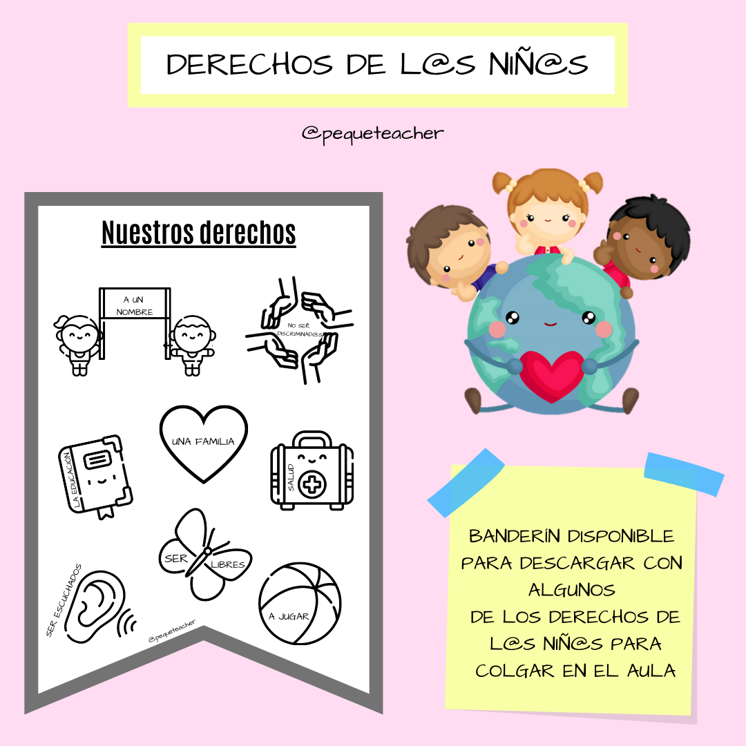 BANDERÍN DESCARGABLE PARA EL DÍA DE LOS DERECHOS DE NIÑOS Y NIÑAS