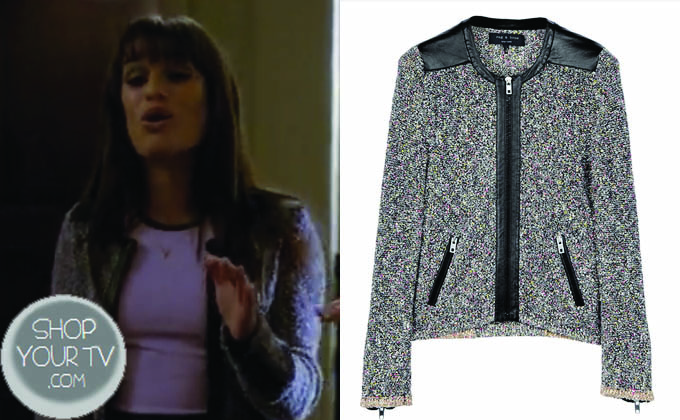 Glee: Season 4 Episode 19 Rachel's Leather Trim Knit Jacket | Shop Your TV