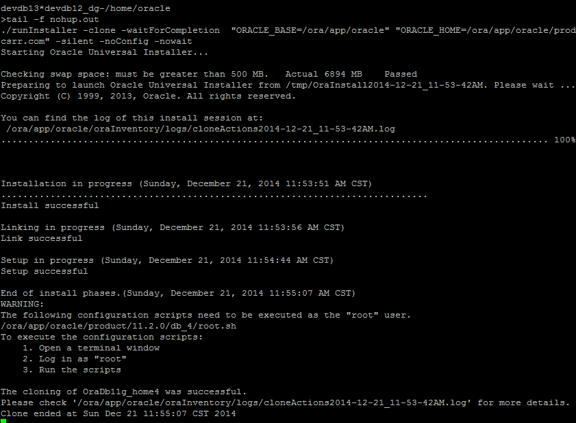 My Oracle Cloning An Existing Oraclehome On Unix
