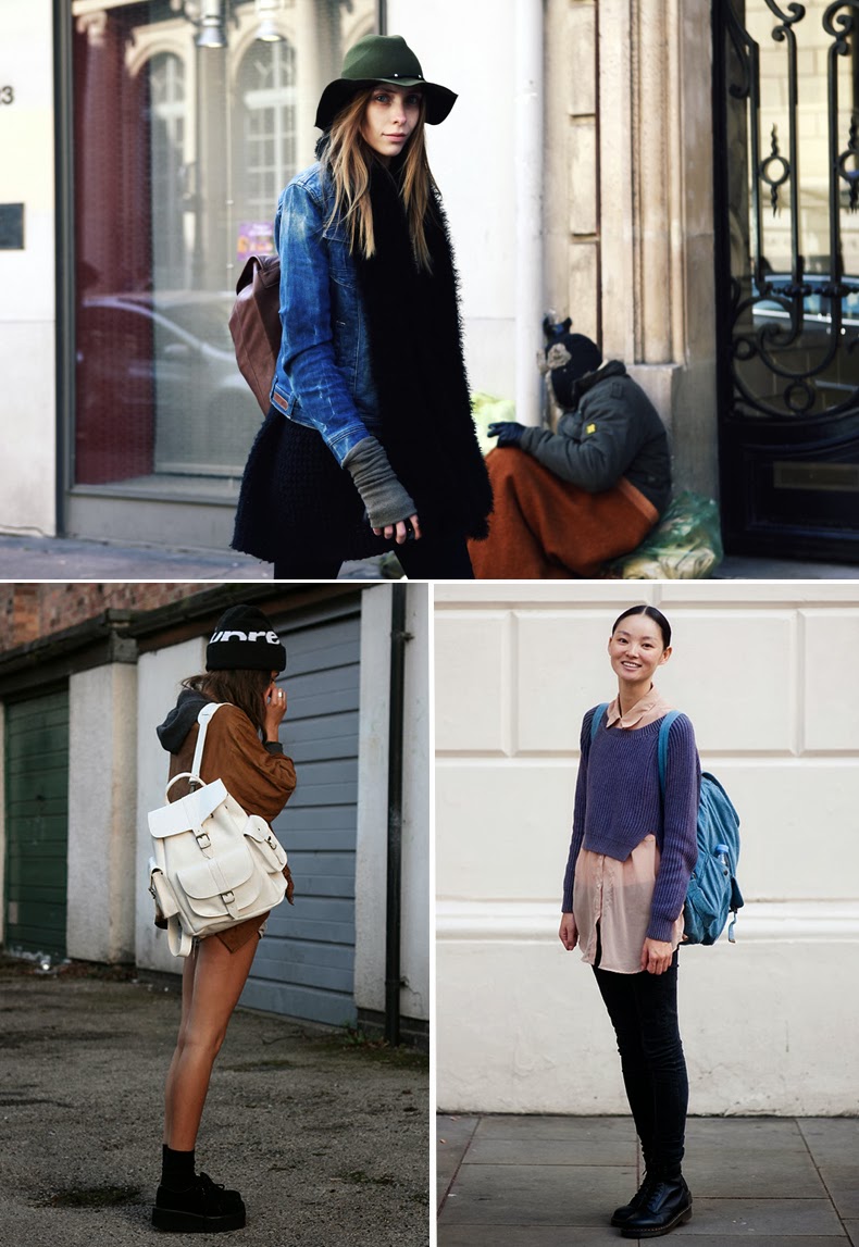 STREET STYLE INSPIRATION; BACKPACKS.-