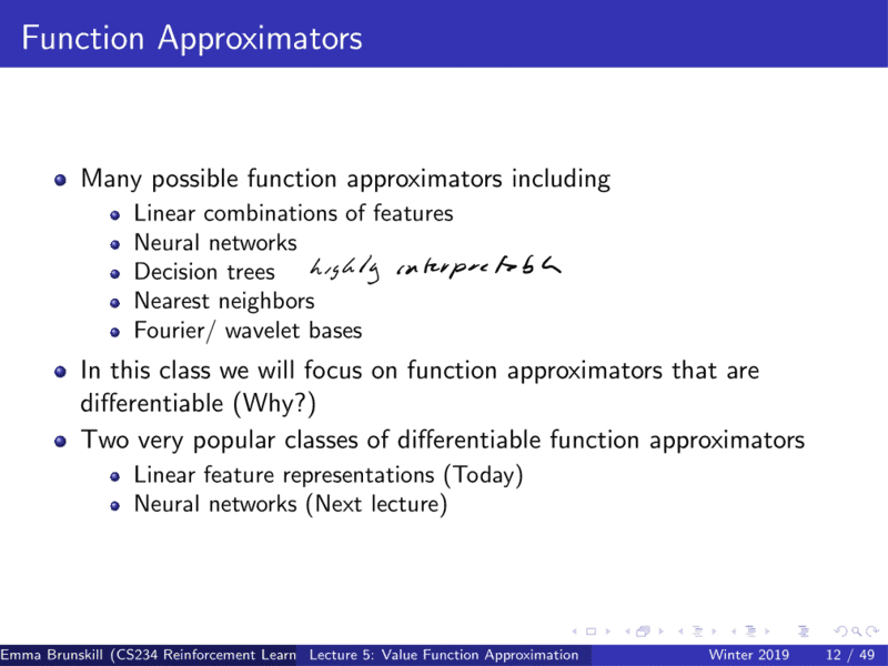 Cs234 Winter 2019 5강 Value Function Approximation 공부 별별정보