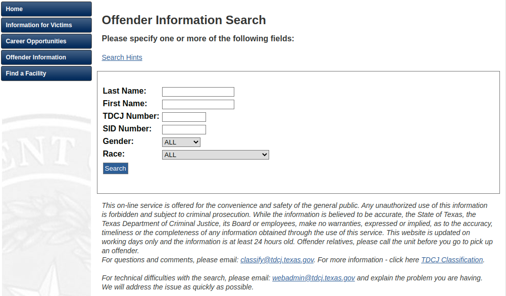 Tdcj Inmate Search | TDCJ Inmate Lookup: TDCJ Inmate Search | Online ...