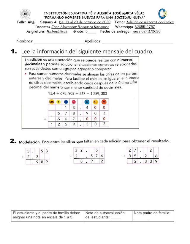 Tareas de Matemáticas