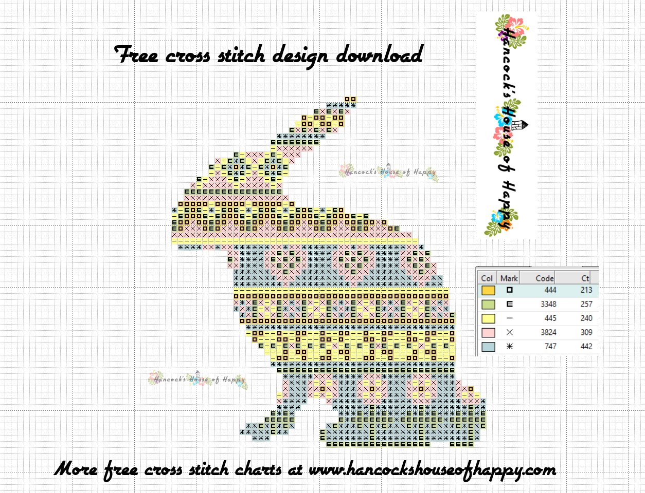 hancock's house of happy: Spring Fling! Colourful Cross Stitch Rabbit ...