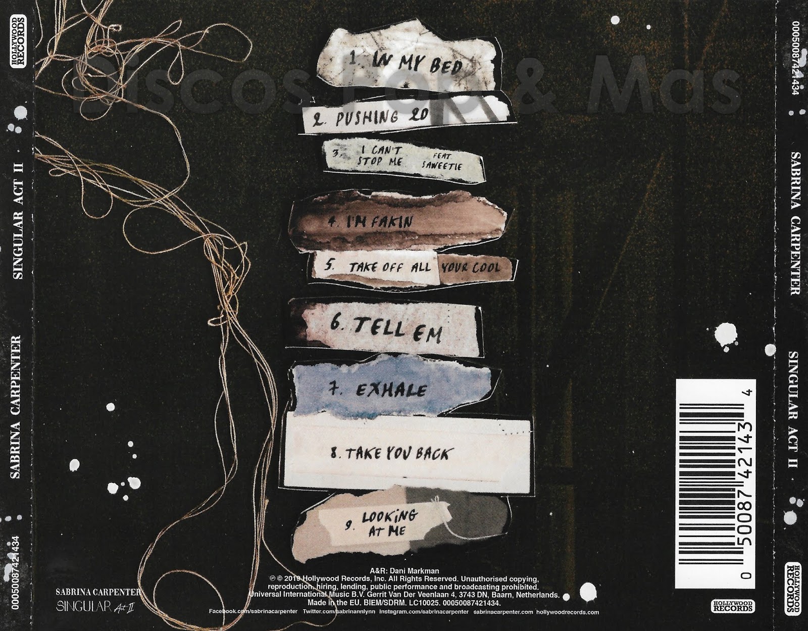 Discos Pop & Mas: Sabrina Carpenter - Singular: Act II