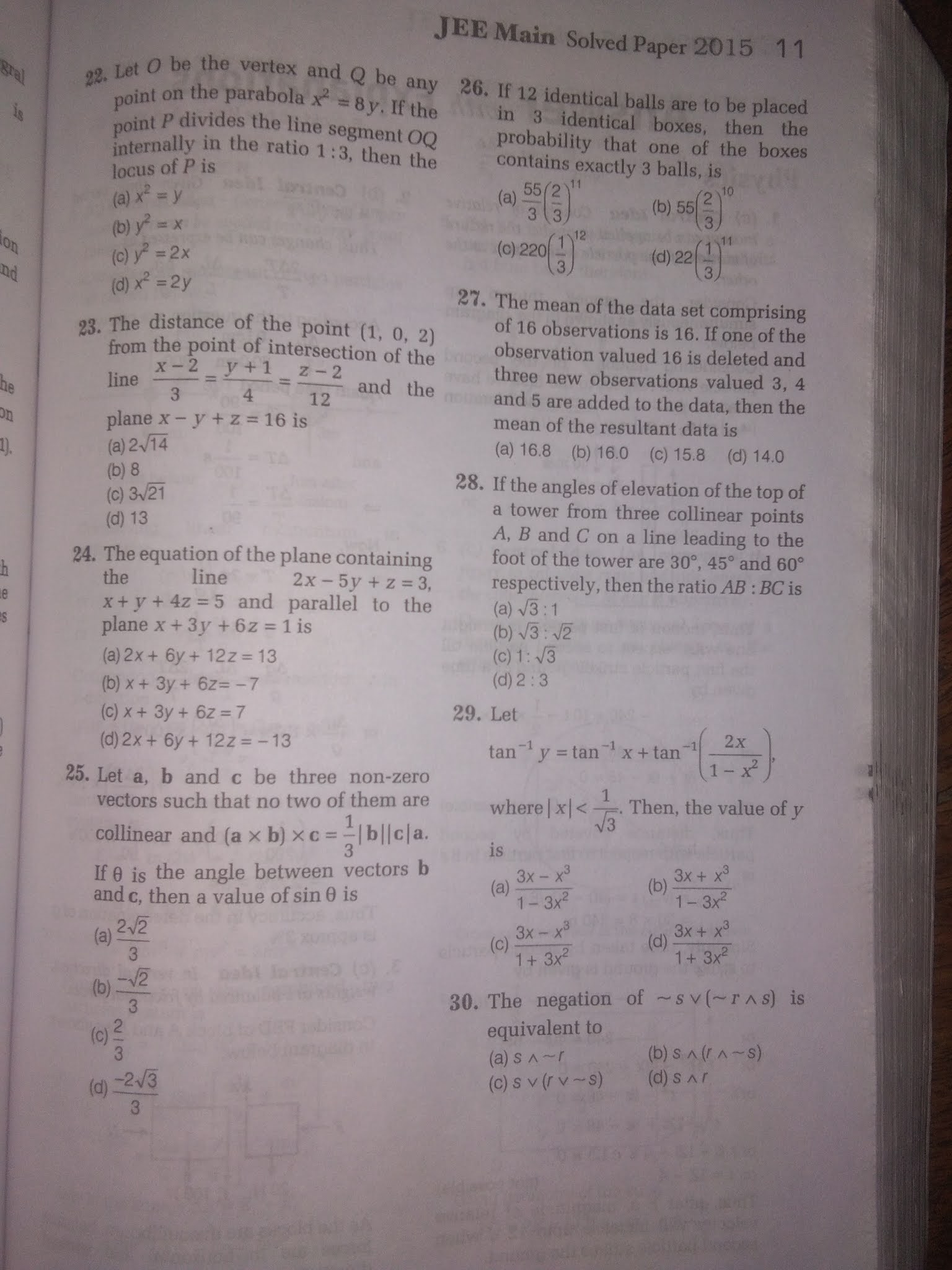 JEE Mains previous year question paper with solution -2015 - GK ...