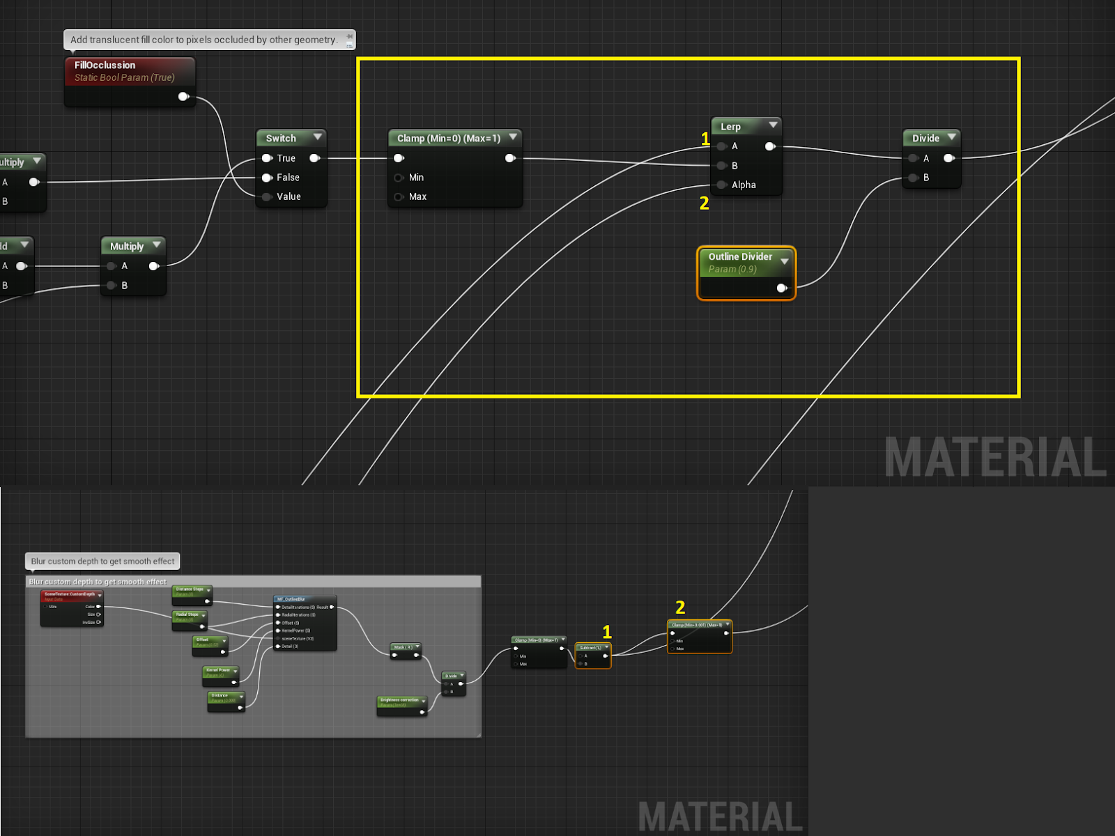 Multicolor soft outline in Unreal Engine