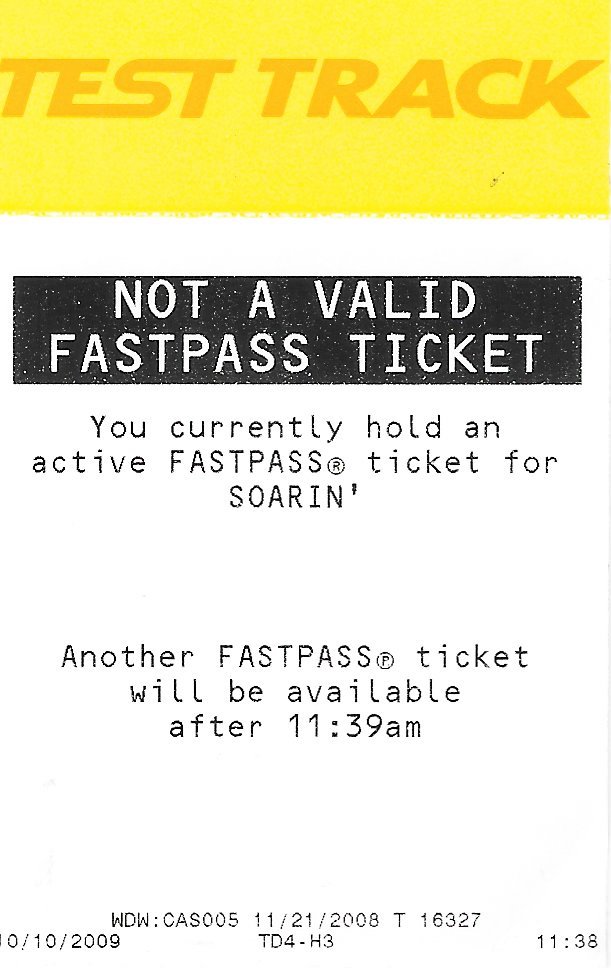 Test Track Not A Valid Fastpass Ticket