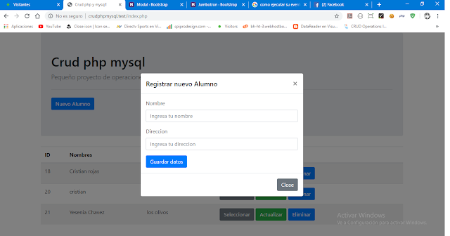 como hacer un crud en php y mysql y bootstrap 4 (Leer Agregar ...