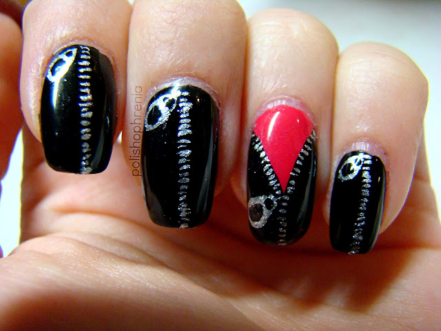 Polishophrenia: Zipper nails! With tutorial!