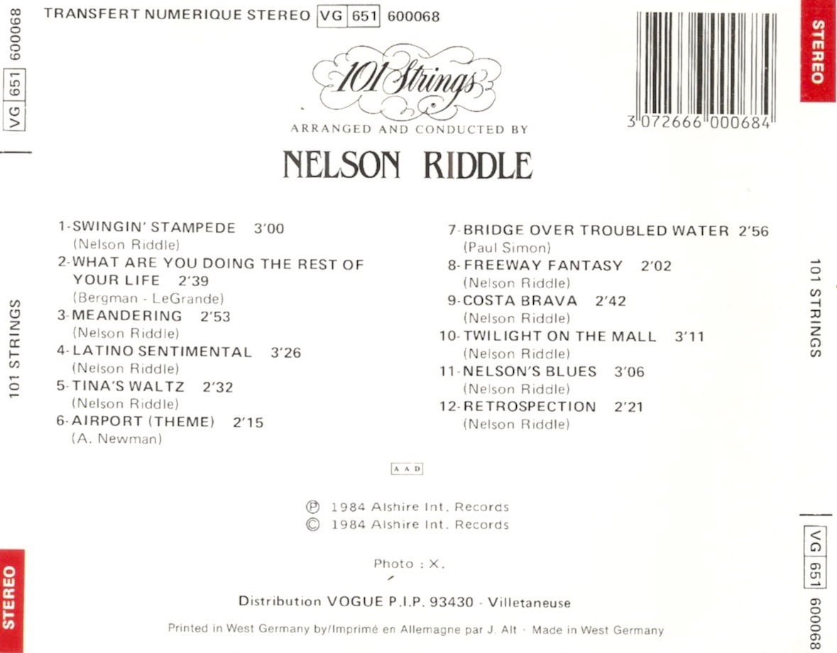 The First Pressing CD Collection: Nelson Riddle - 101 Strings