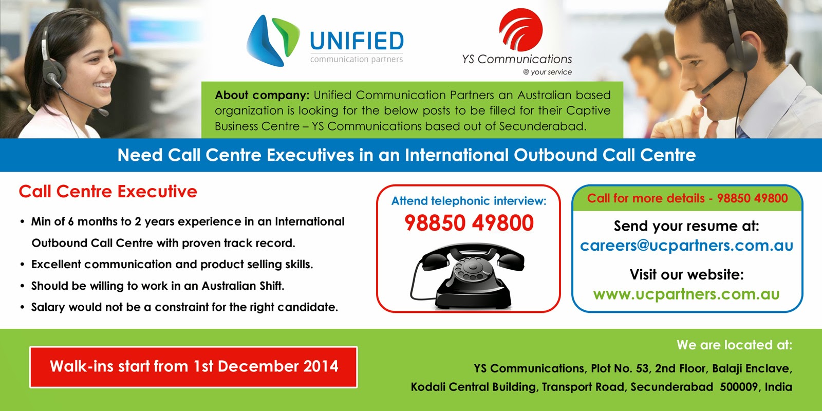 Need Call Centre Executives in an International Outbound Call Centre ...