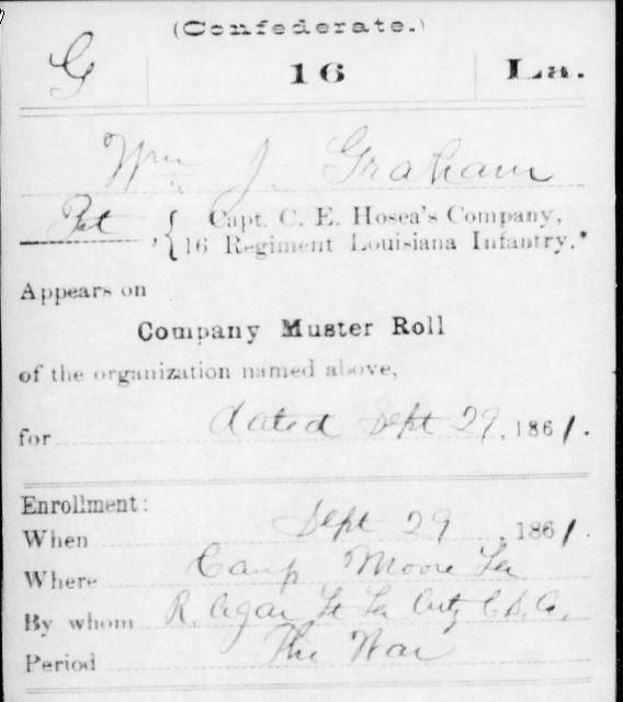 Graham Southern Roots and Shoots: Pvt. Wm J. Graham (Confederate Soldier)