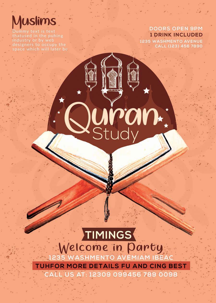 Quran Pak Study PSD Poster Template Free Download - FreeGFX4u