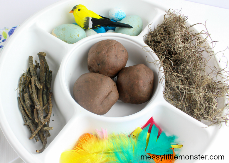 Build A Bird Nest Playdough Activity - Messy Little Monster