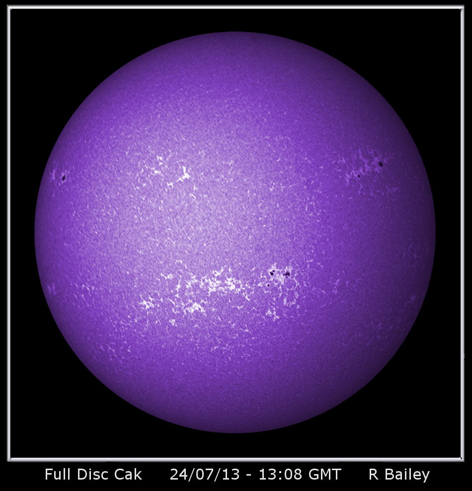 Solar Observations by R Bailey: Sun in Calcium K line 393.3 nm