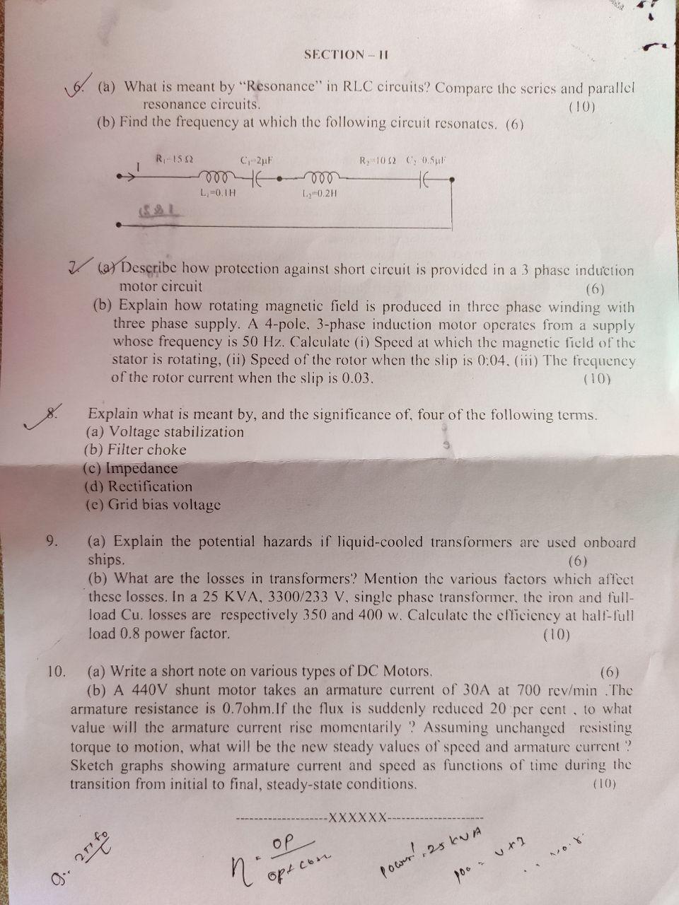 Electrical ⚡💡- MEO Class 2 Papers