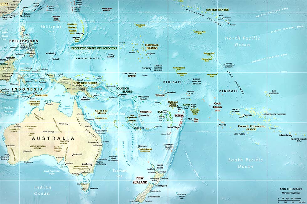 OCEANIA - GEOGRAPHICAL MAPS OF OCEANIA