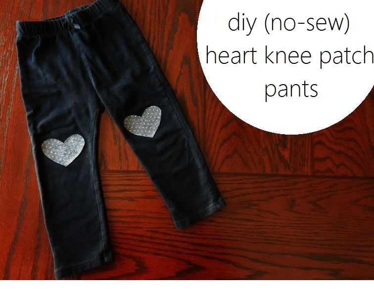 Rifles and Ruffles: DIY (no-sew) Heart Knee Patch Pants