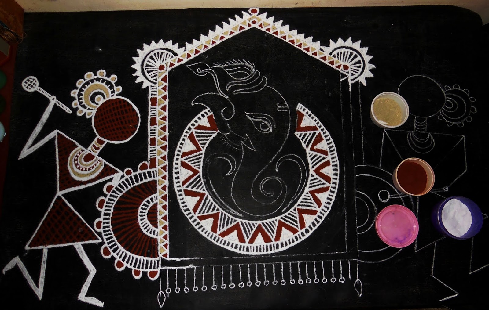 Vanathi's Rangoli / Kolangal: Traditional Warli Ganesha Rangoli