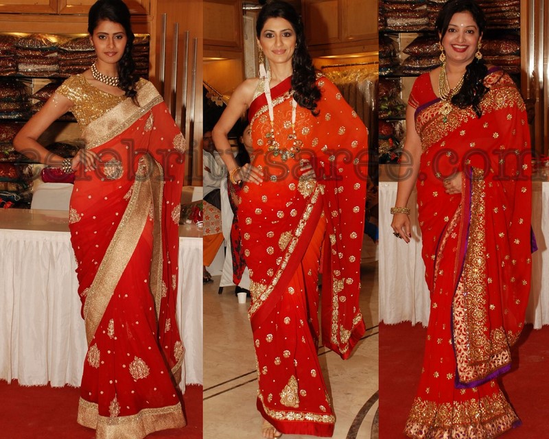 Red Saris Mania at a Fashion Show - Saree Blouse Patterns
